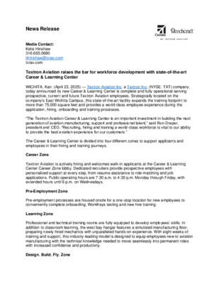 Media Kits: Textron Aviation Career & Learning Center | Textron Aviation Media Center